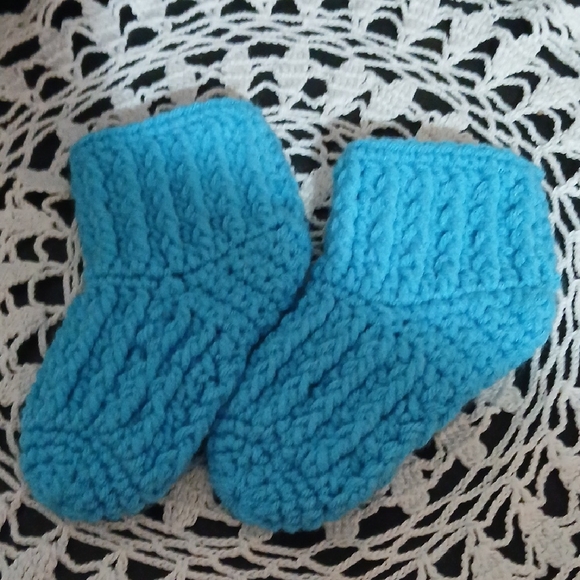 Other | Cozy Blue Knitted Baby Booties | Poshmark